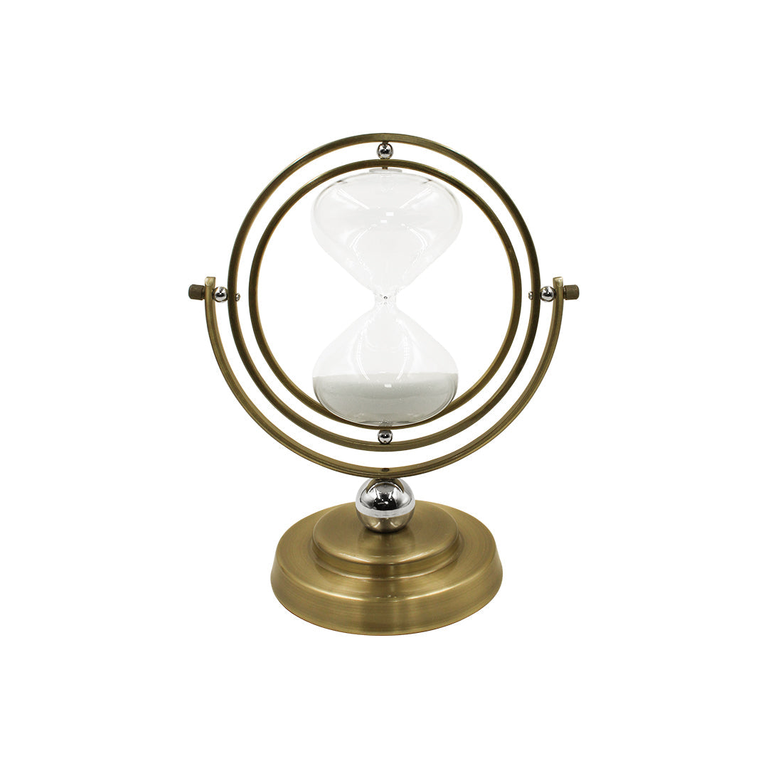 Reloj Giratorio Decorativo de Metal y Vidrio con Arena Blanca – andorrahome